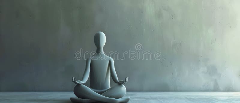 A Simple White Figure Meditates in Front of a Gray Wall Stock Image ...