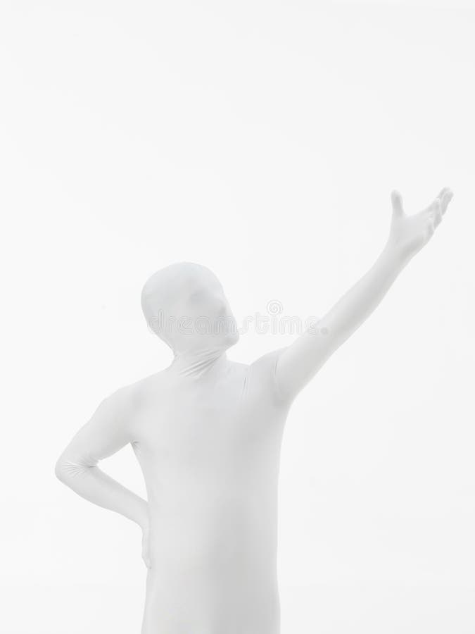 White Faceless Man with Hand Raised Stock Photo - Image of shape, proud ...