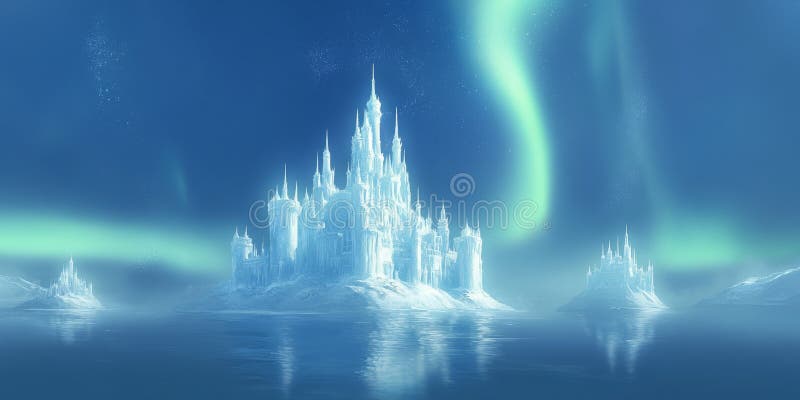 White Fairy Castle, Northern Lights in the Background. Generative AI ...