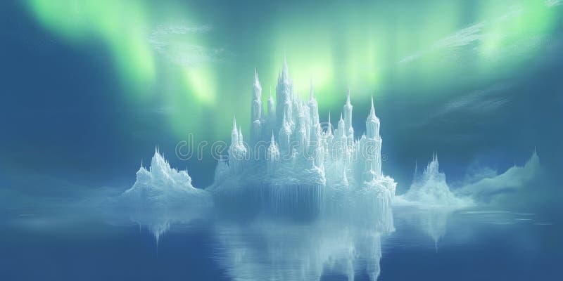 White Fairy Castle, Northern Lights in the Background. Generative AI ...