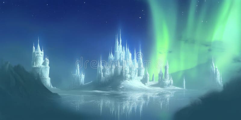 White Fairy Castle, Northern Lights in the Background. Generative AI ...