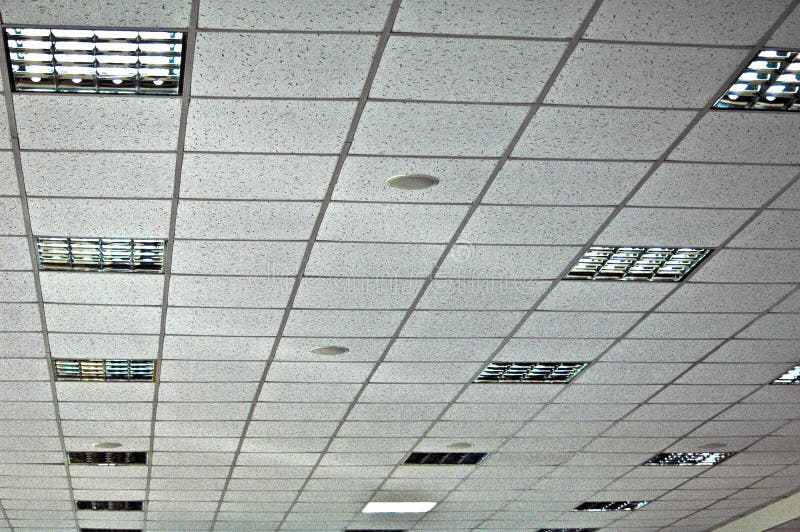 White False Ceiling and Incorporated Lamps Stock Image - Image of ...