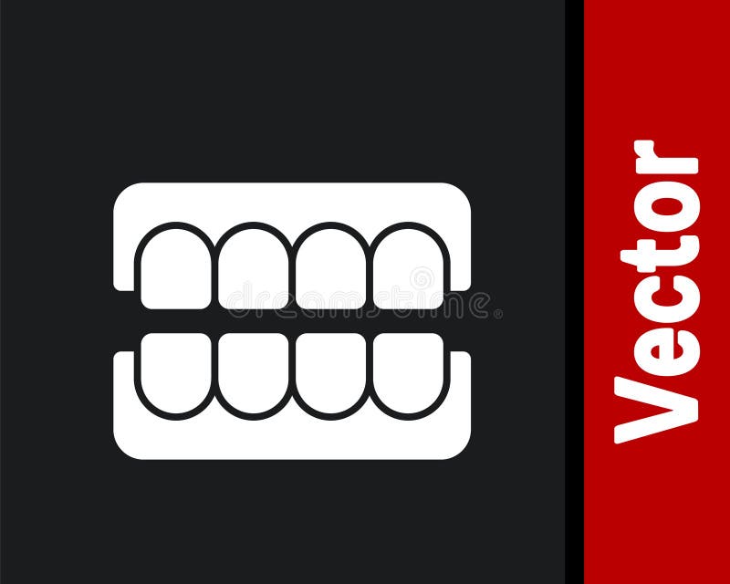 White False Jaw Icon Isolated on Black Background. Dental Jaw or ...
