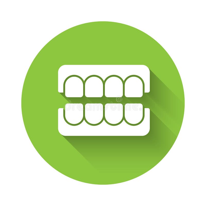 White False Jaw Icon Isolated with Long Shadow. Dental Jaw or Dentures ...