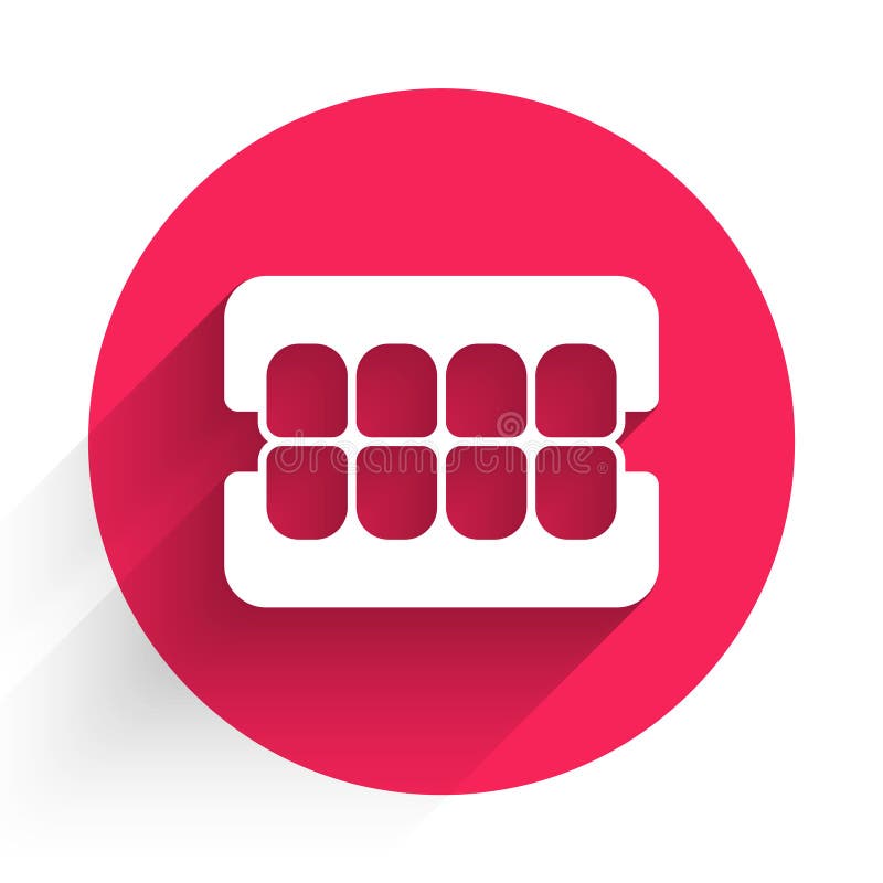 White False Jaw Icon Isolated with Long Shadow. Dental Jaw or Dentures ...