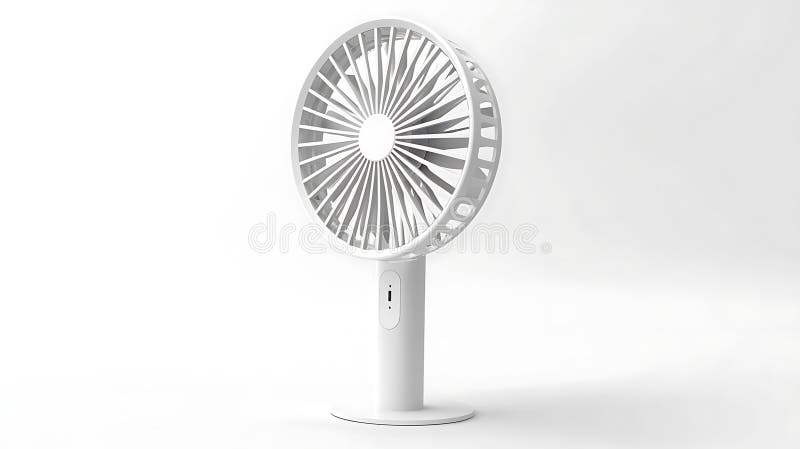 A White Fan with a White Base Stock Photo - Image of object, black ...