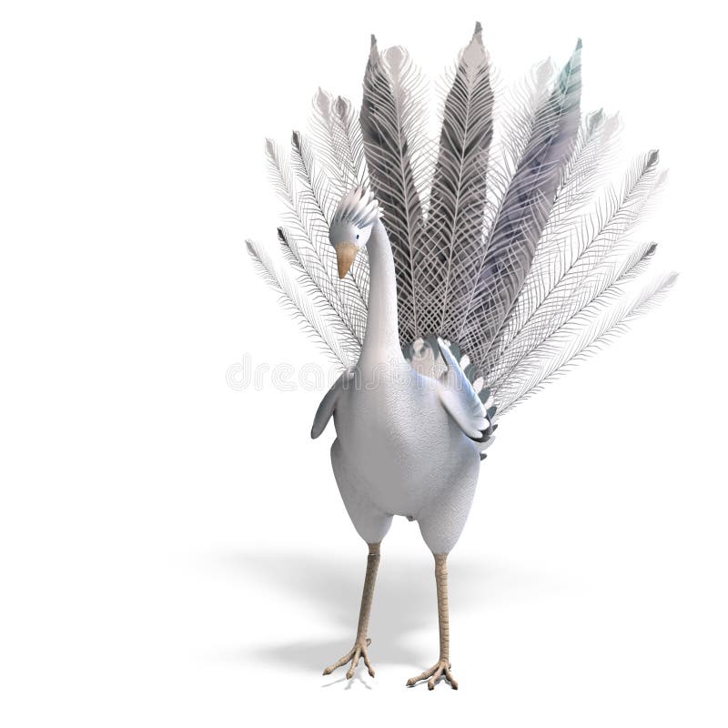 White Fantasy Bird with Beautiful Feathers Stock Illustration ...