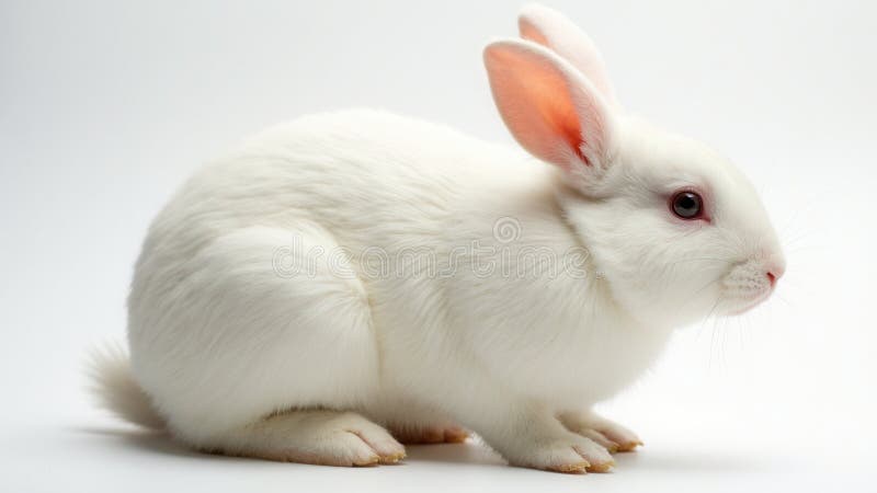 White Fat Rabbit. Isolated on White Stock Image - Image of domestic ...