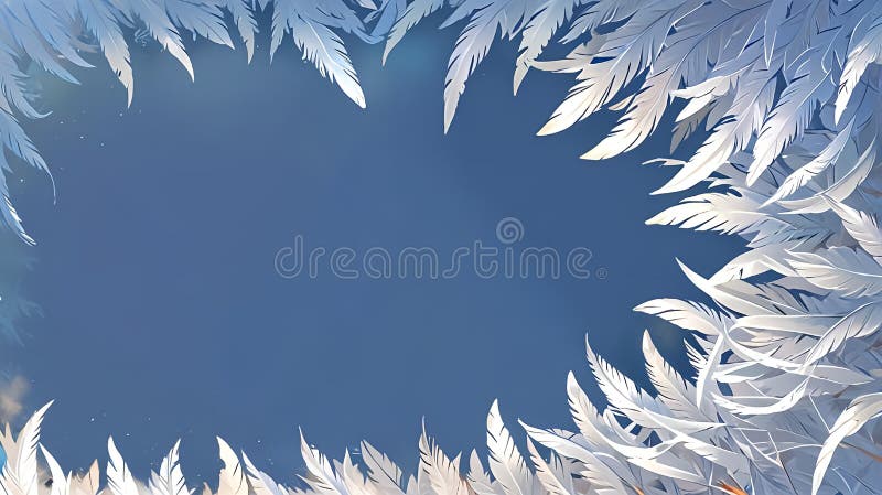 White Feather Border on Blue Background Stock Illustration ...