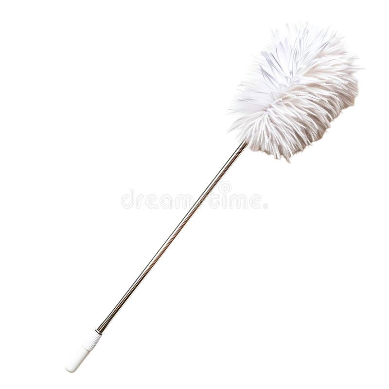 White Feather Duster Cleaning Tool Isolated on White Surface Isolated ...