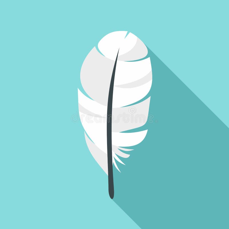 White Feather Icon, Flat Style Stock Vector - Illustration of concept ...