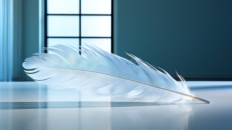 A White Feather Resting on the Floor in Front of a Window Stock ...