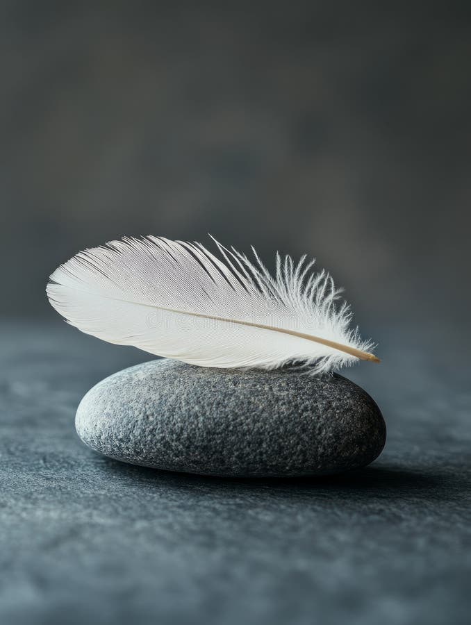 White Feather Resting Smooth Stone Stock Photos - Free & Royalty-Free ...