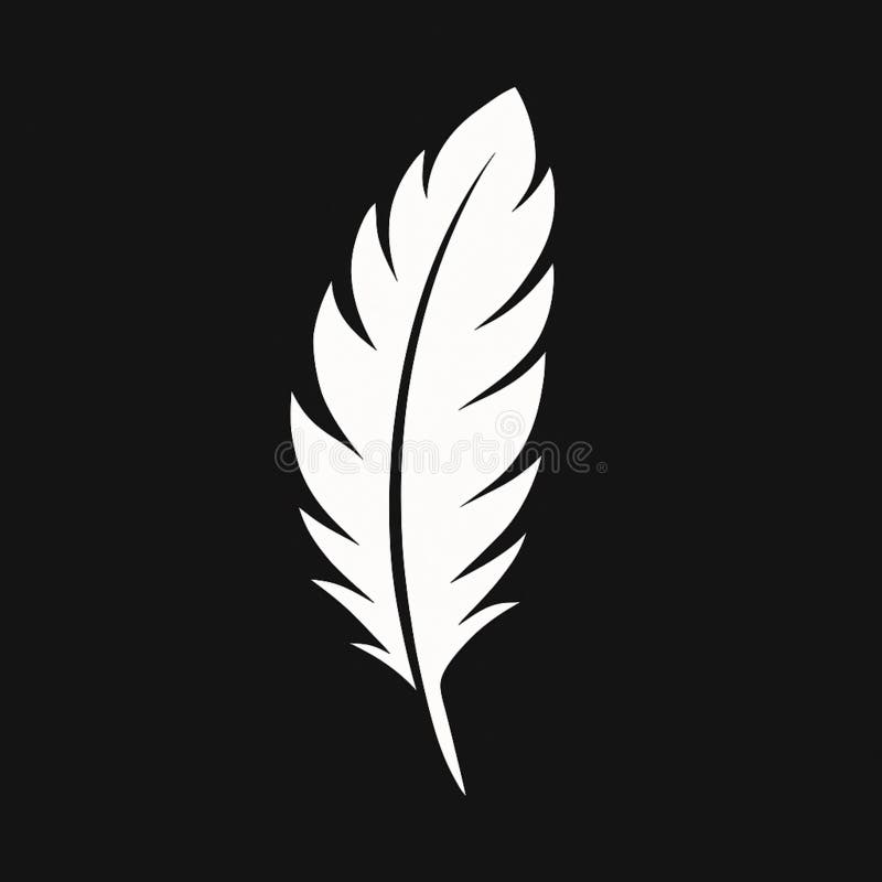 White Feather Silhouette on Black Background Stock Illustration ...