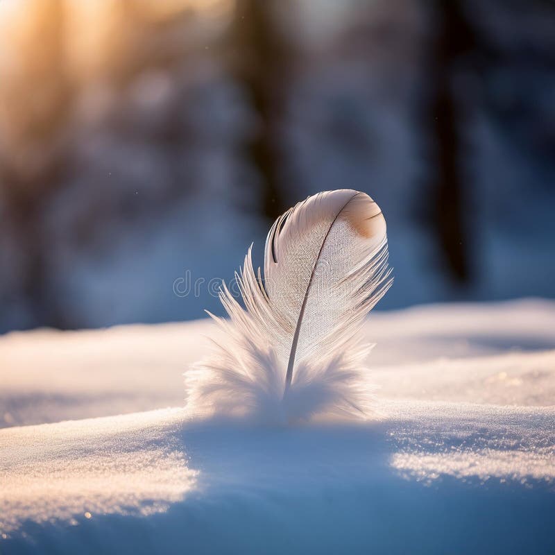 White feather in the snow stock illustration. Illustration of ...