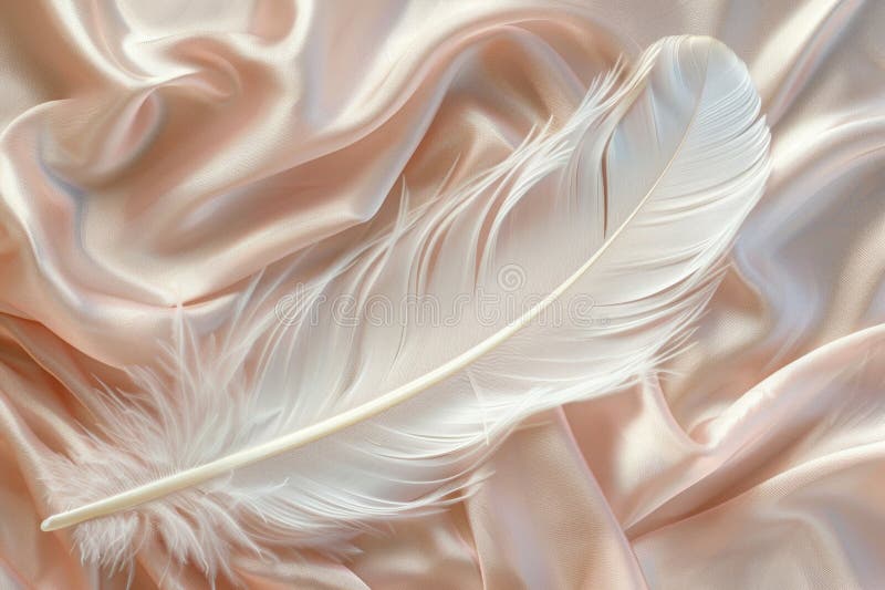 White feather on soft silk stock photo. Image of silk - 349126254