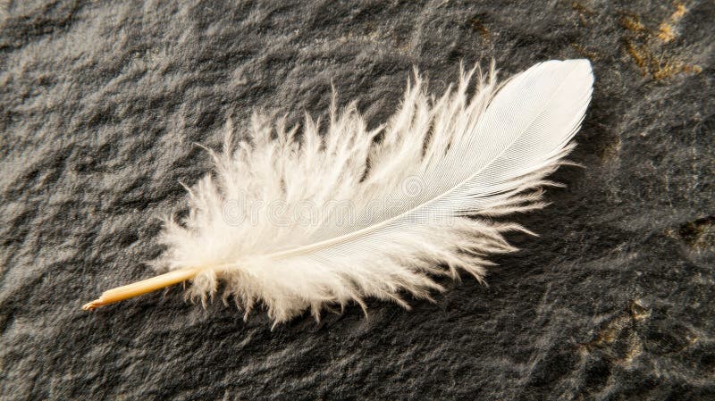 White Feather with Wooden Stick on Textured Surface Stock Image - Image ...