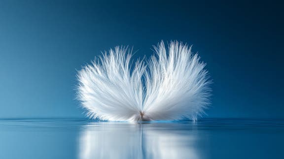 White Feathers on Blue Reflective Surface Stock Illustration ...