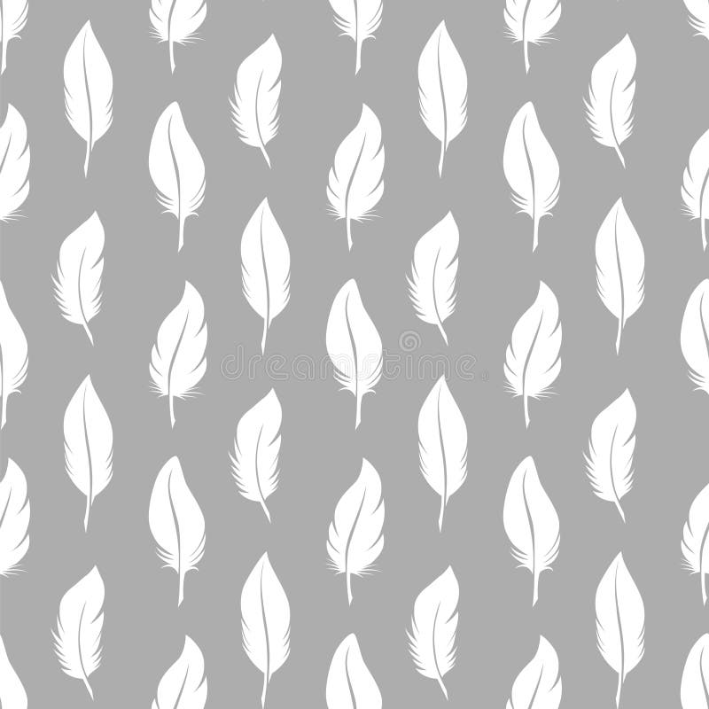 White Feathers Seamless Pattern Stock Vector - Illustration of abstract ...