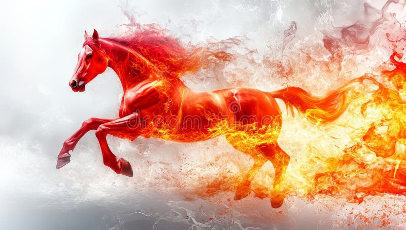 A White, Featuring a Red Fire Horse, Representing 2026 Stock Image ...