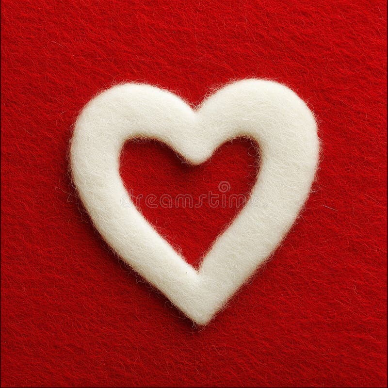 White Felt Heart Shape on Red Fabric Creating a Warm and Inviting ...