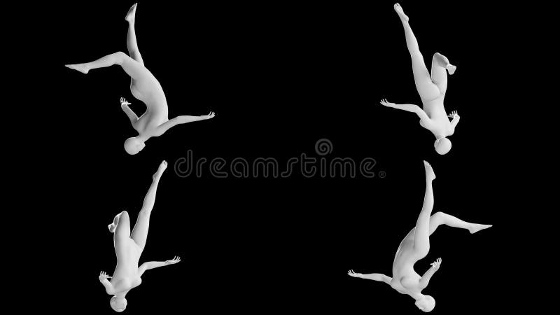 White Female Mannequin in Dynamic Upside-Down Flipping Pose Isolated on ...