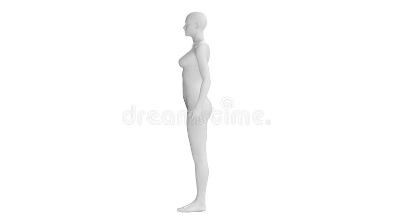White Female Mannequin Standing Isolated on White Background. Side View ...