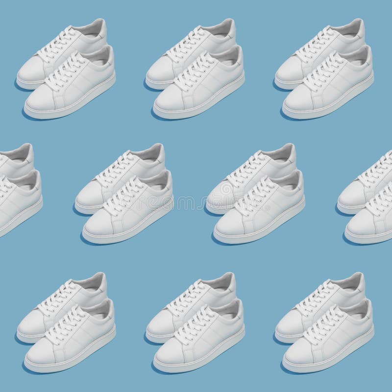 White Female Sneakers on a Blue Background Stock Illustration ...