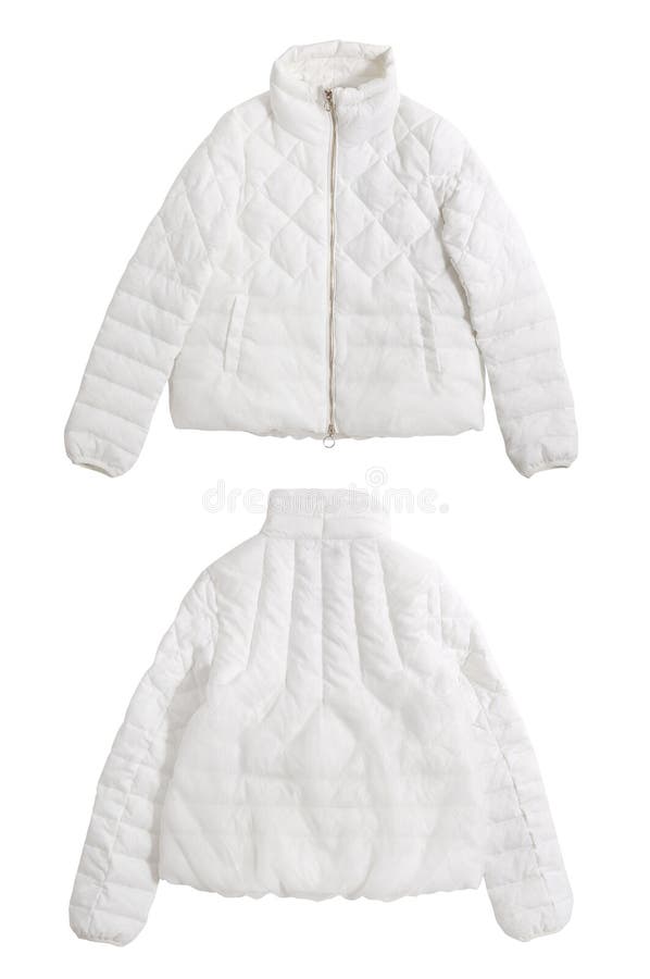 White Female Winter Jacket on White Front and Back View Stock Photo ...