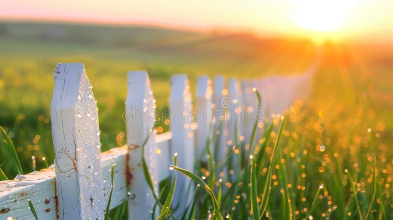 A White Fence with a Sun Shining on it Stock Photo - Image of sunlight ...