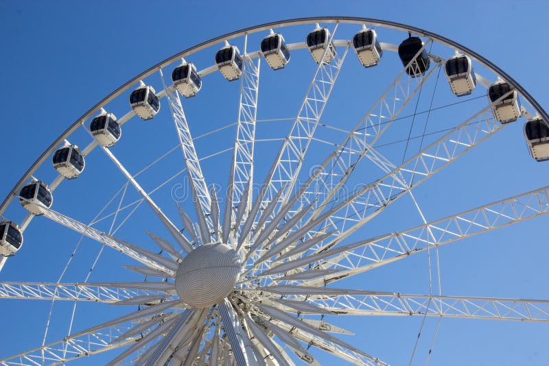 White Ferris Wheel on the Background of Blue Sky Stock Photo - Image of ...