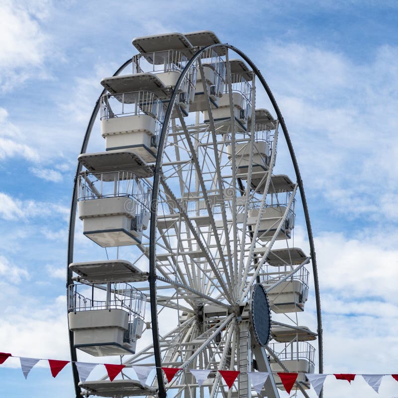 White Ferris Wheel in Front of Blue Sky Stock Photo - Image of falgs ...