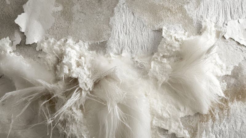 White Fibrous Material Emerging from Damaged Wall Stock Illustration ...