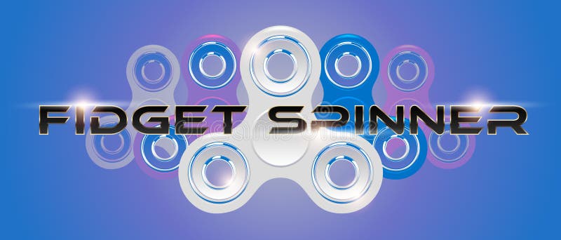 White Fidget Finger Spinner Horizontal Web Banner with Black Text ...