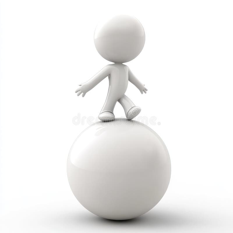 White 3D Character Balancing on a Sphere: a Symbol of Equilibrium Stock ...