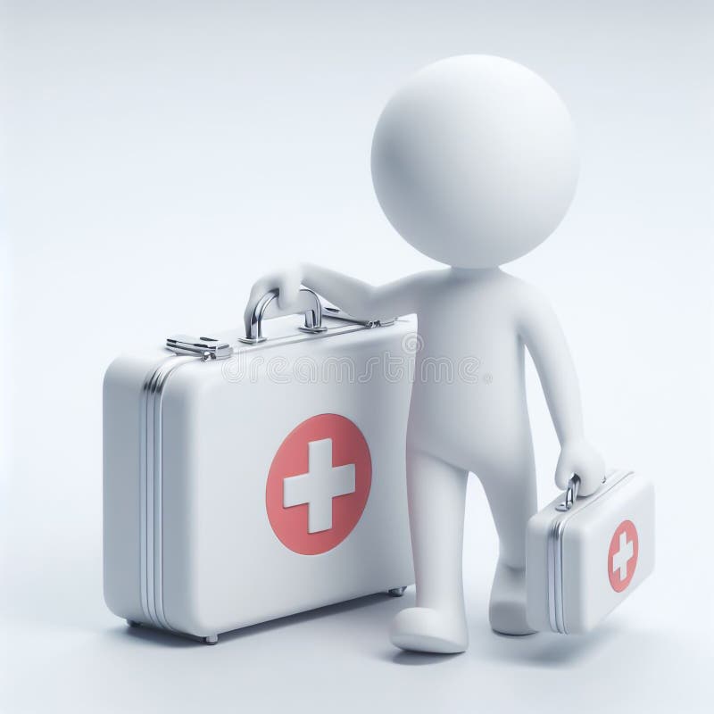 White Figure Illustration with First Aid Kit Stock Illustration ...