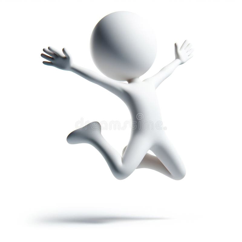 White Figure Illustration Jumping with Happiness, Isolated on White ...