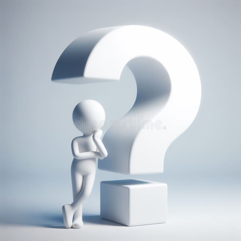 White Figure Illustration with Question Mark As a Sign of Doubt or ...
