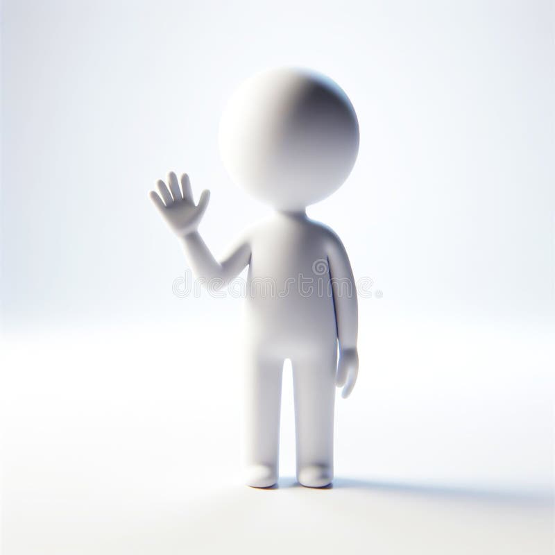 White Figure Illustration Saying Hello with Hand, Isolated on White ...