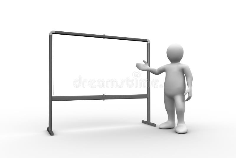 White Figure Pointing To Whiteboard Stock Illustration - Illustration ...
