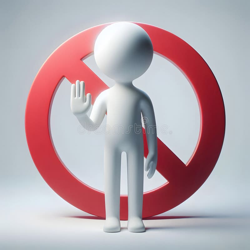 White Figure with a Raised Hand Gesture in Front of a Large Red ...