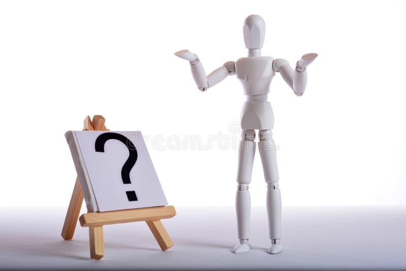 White Figure is Standing in Front of a Question Mark Stock Photo ...