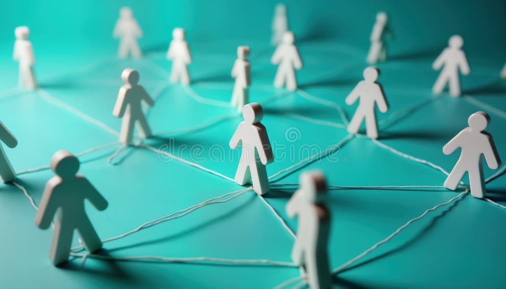 White Figurines Representing People Connected by Thin Lines Create ...