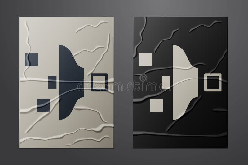 White Filter Setting Icon Isolated on Crumpled Paper Background. Paper ...