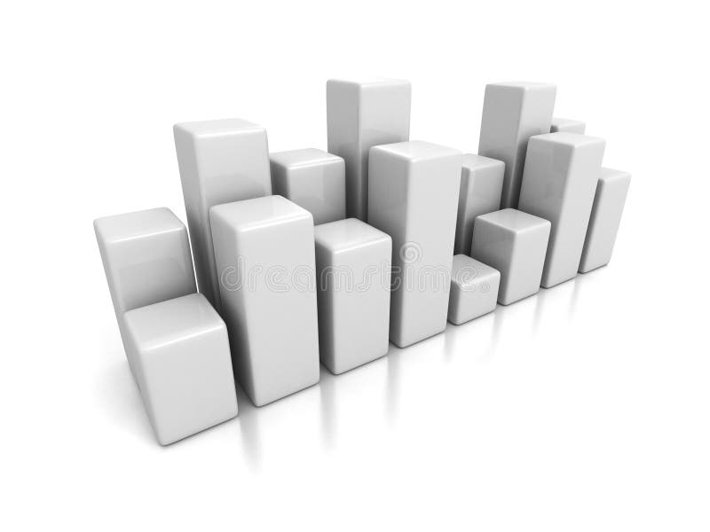 White Financial Bar Chart Graph. Business 3d Render Stock Illustration ...
