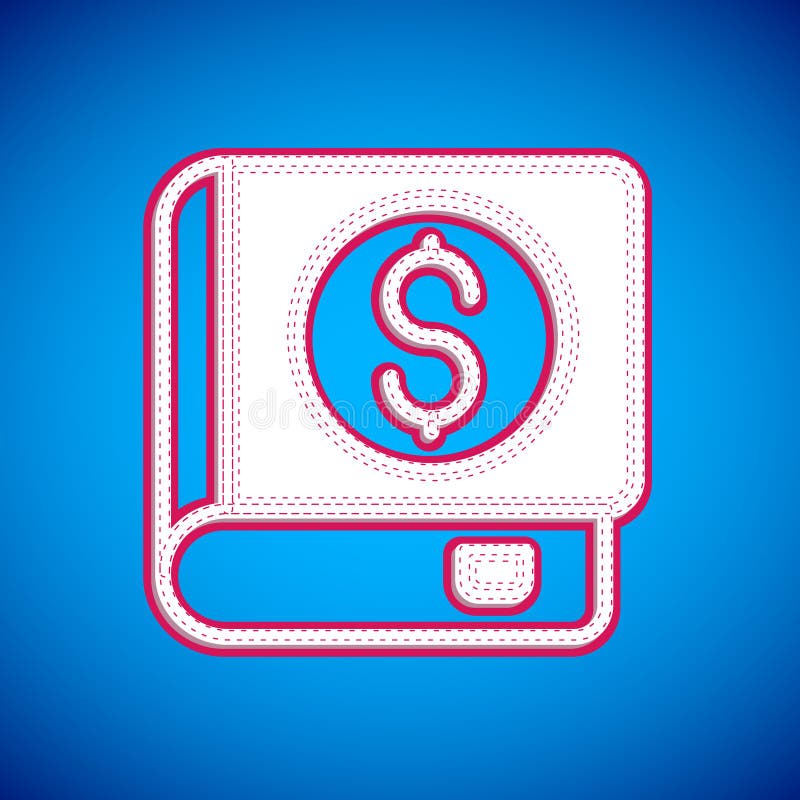 White Financial Book Icon Isolated on Blue Background. Vector Stock ...