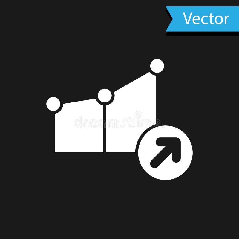 White Financial Growth Icon Isolated on Black Background. Increasing Revenue Stock Vector ...