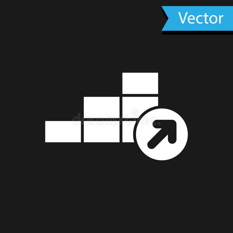 White Financial Growth Icon Isolated on Black Background. Increasing Revenue Stock Vector ...