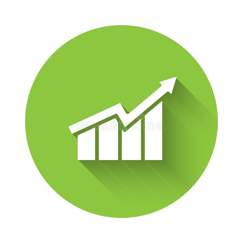 White Financial Growth Increase Icon Isolated with Long Shadow ...