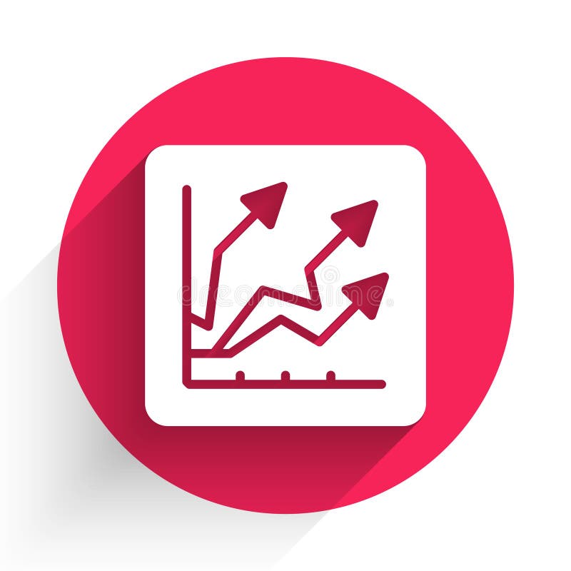 White Financial Growth Increase Icon Isolated with Long Shadow ...